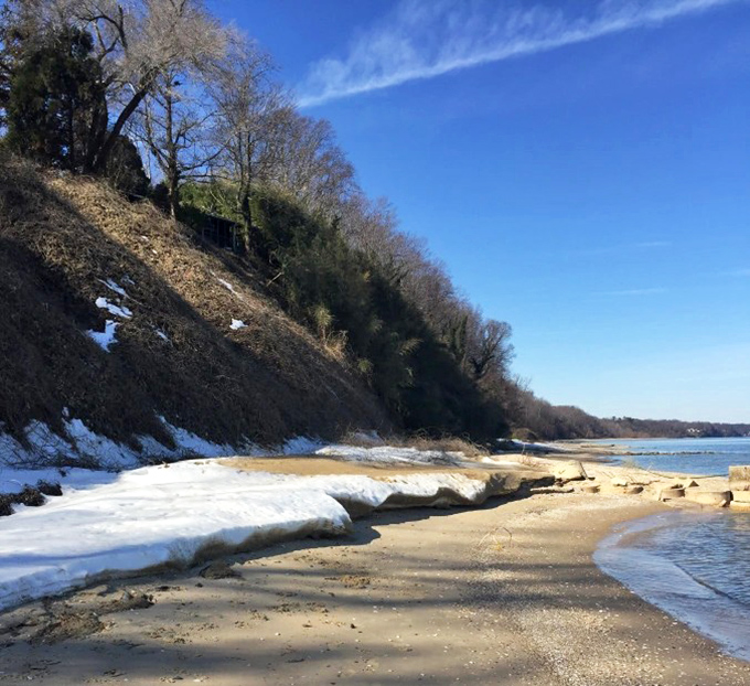 Winter's last stand at Matoaka—where snow meets sand in a seasonal handshake that photographers dream about capturing.