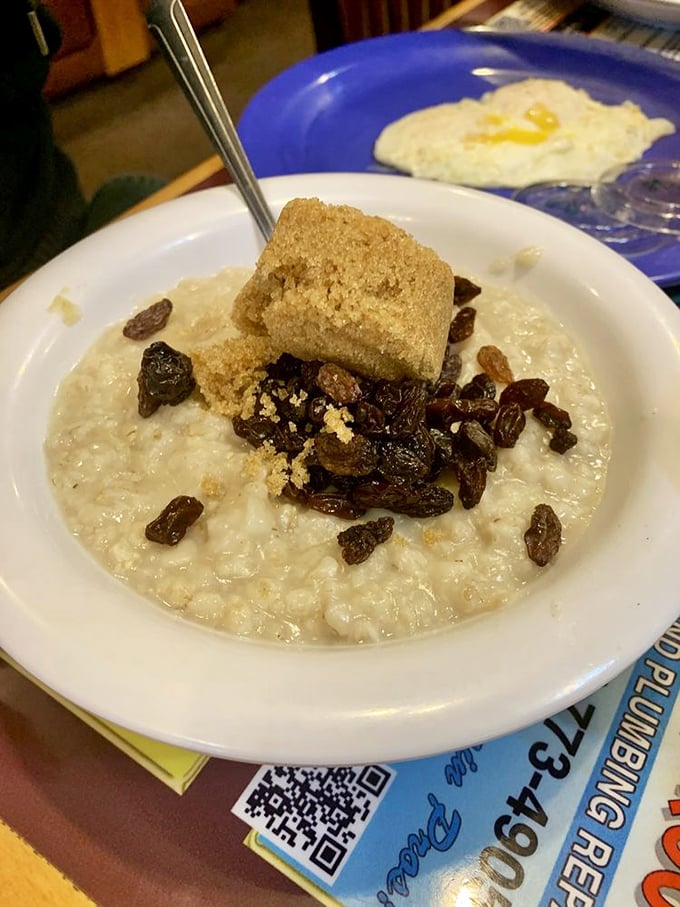 Oatmeal that's actually worth getting out of bed for – topped with brown sugar and raisins, it's the breakfast equivalent of a warm hug.