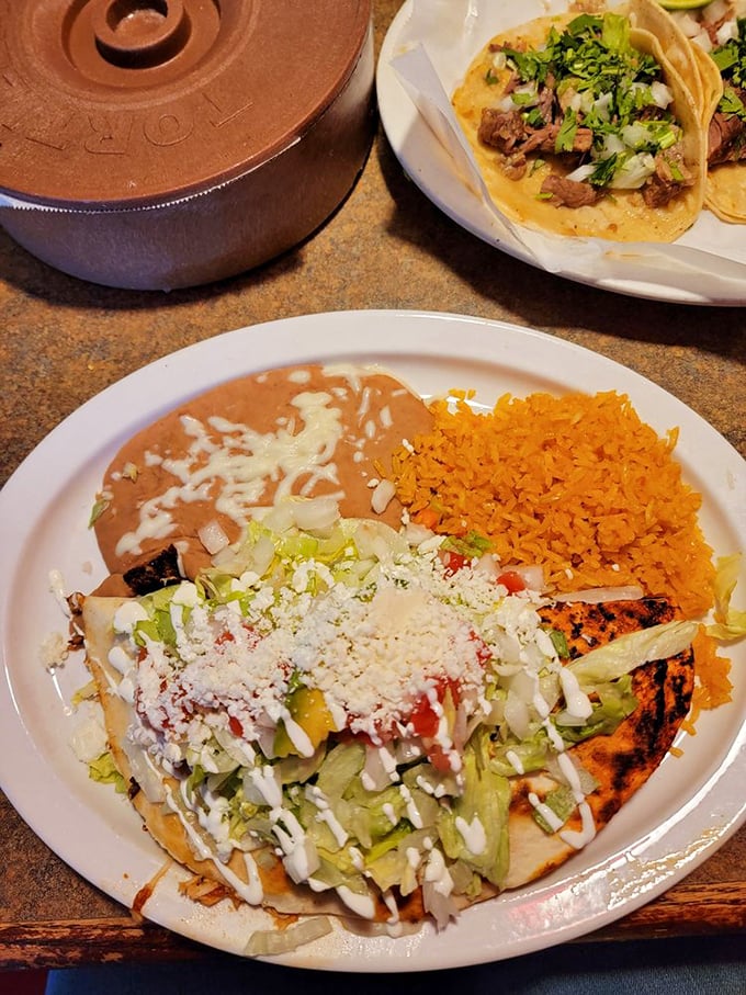 When a quesadilla and burrito have a beautiful baby – this creation comes with a side of fries that aren't asking for attention but definitely deserve it.