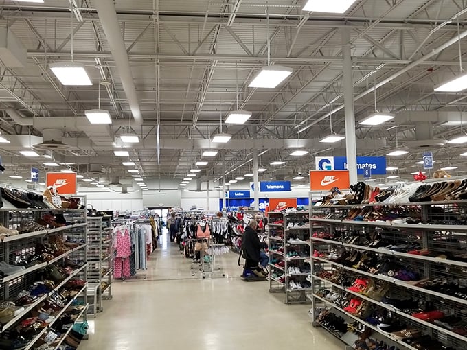 The shoe aisle—where Nike meets nice price and your feet can dream big while your wallet stays grounded.