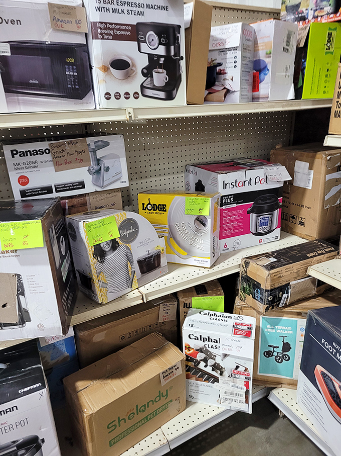 Kitchen appliance jackpot! From espresso machines to Instant Pots, this shelf holds the power to transform any amateur into a culinary sensation.