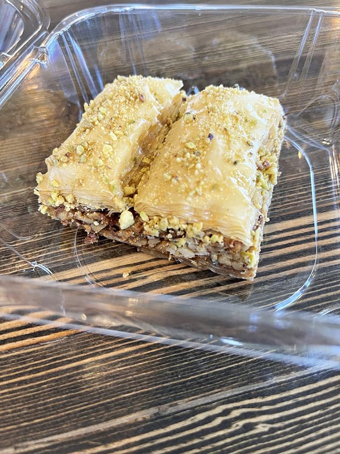 Baklava that would make the gods jealous—layers of phyllo and honey-soaked nuts that shatter with each heavenly bite.