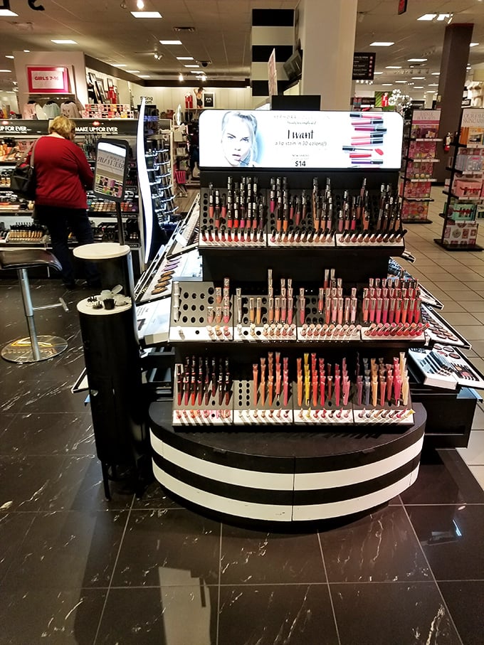 The cosmetics counter—where "just browsing" turns into "I'll take three" faster than you can say "limited edition shade collection."