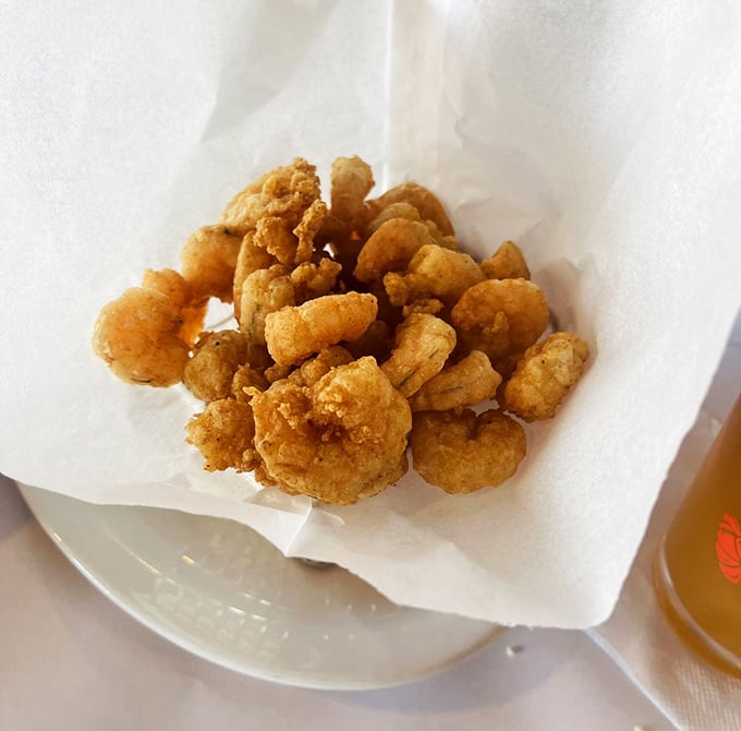 These golden bites of fried goodness aren't just popcorn shrimp—they're the seafood equivalent of potato chips. Bet you can't eat just one handful.