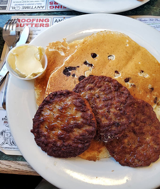 Pancakes and sausage patties – the Fred Astaire and Ginger Rogers of breakfast, dancing together in perfect harmony.
