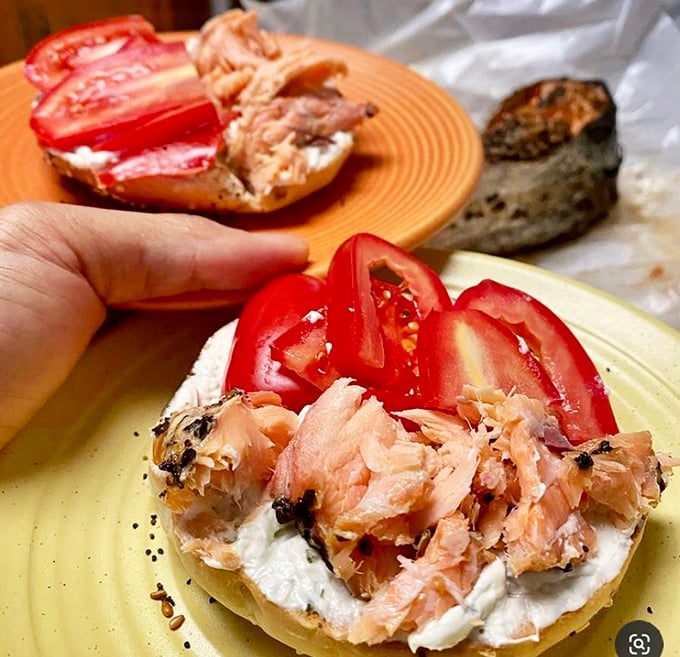 Smoked salmon on a bagel with cream cheese—proof that sometimes the simplest combinations create the most profound pleasures.