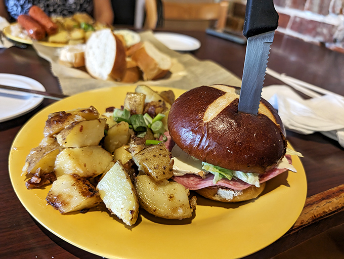 Not all sandwiches are created equal – this pretzel bun creation has clearly been attending master classes in the art of handheld perfection.