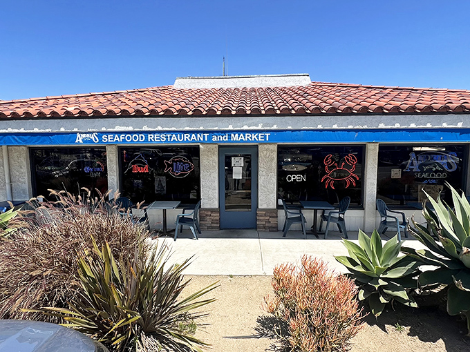 Andria's blue awning and simple storefront hide in plain sight at Ventura Harbor, a local secret that's too delicious to keep quiet.