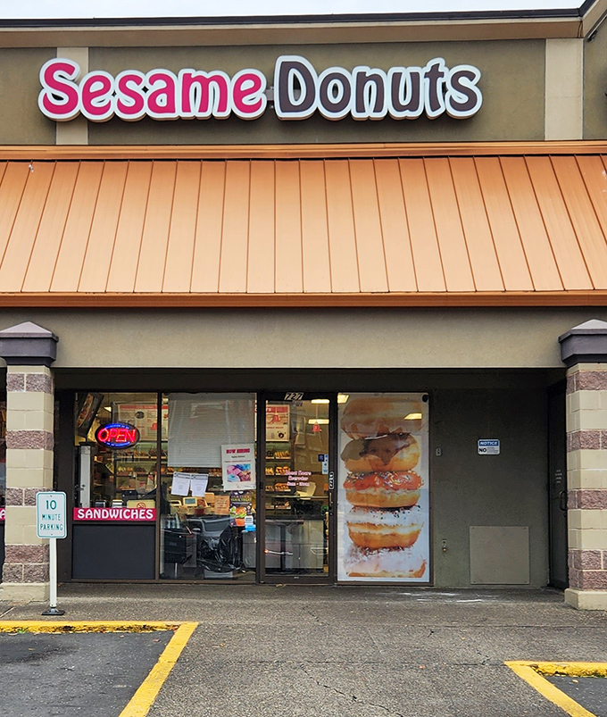 That shocking pink building isn't just a structure—it's Portland's sugar-coated middle finger to boring breakfast conventions.