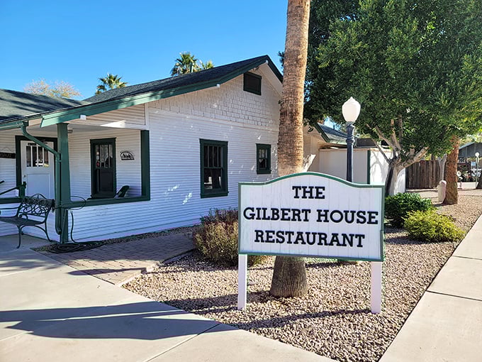 The Gilbert House's white picket fence welcomes you like a warm hug. This charming converted home serves comfort food in the most fitting setting possible.