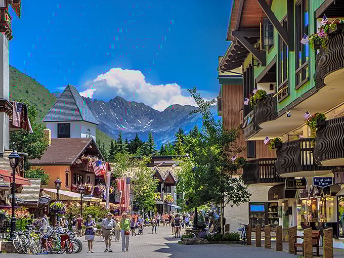 Vail's western-themed shopping centers provide modern conveniences while maintaining the area's affordable desert charm.