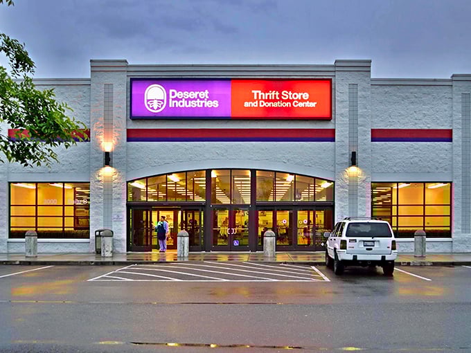 "Help Your Budget, Help Your Planet"—Deseret Industries' storefront promises guilt-free retail therapy with a purpose.