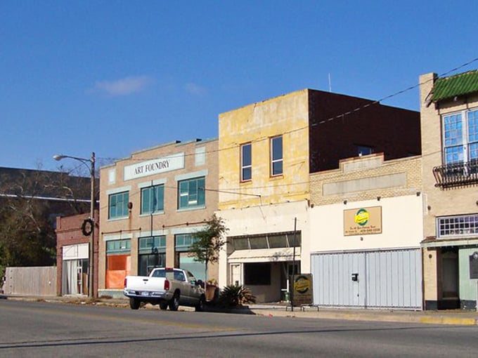 The sturdy brick buildings of Port Arthur stand strong against Gulf breezes and high costs of living – a retiree's dream combination.