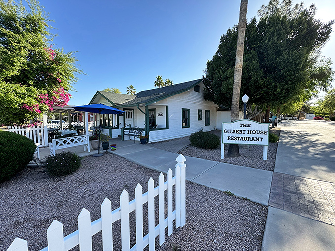 Home is where the hash browns are! The Gilbert House's quaint exterior promises family-style comfort in every bite.