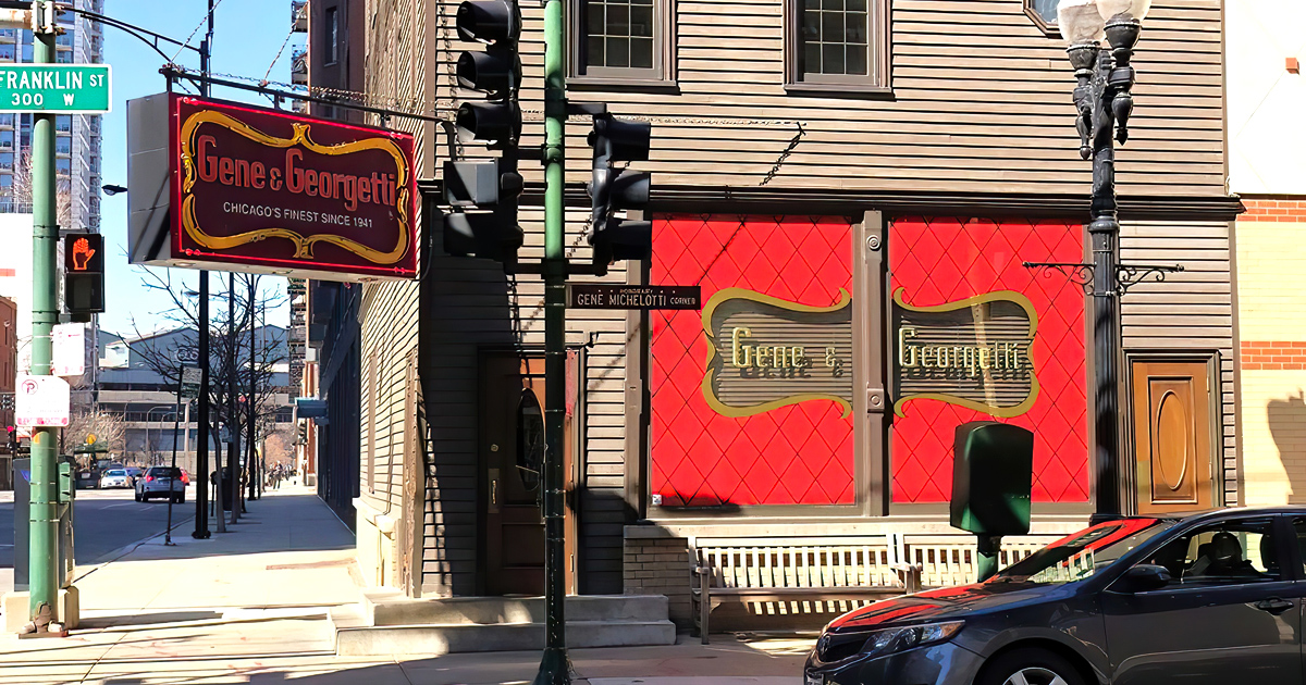 The iconic red and gold sign beckons like a lighthouse for steak lovers. Chicago's culinary history hangs right there on Franklin Street. Photo Credit: Andy P