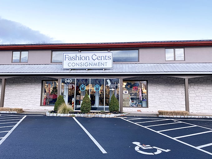 The inviting storefront of Fashion Cents Consignment welcomes treasure hunters with its clean lines and neat landscaping—like a department store's stylish cousin who knows all the bargain secrets.