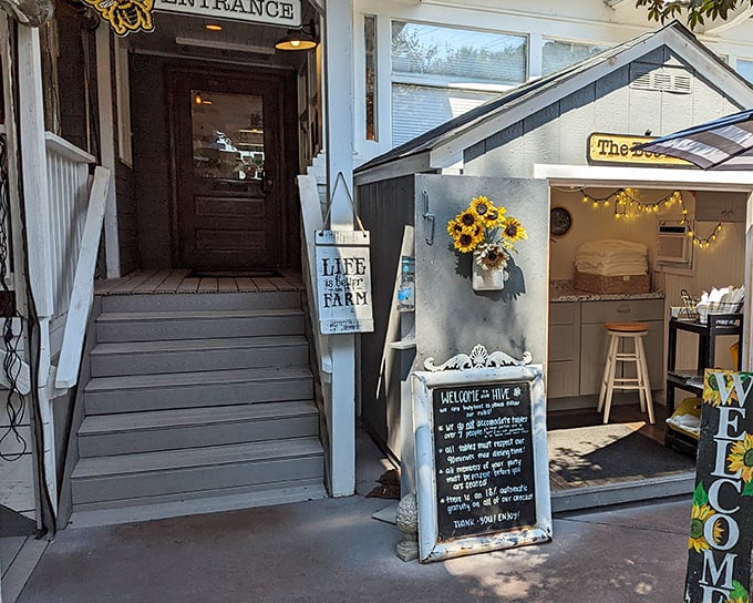 Those sunshine-yellow doors aren't just an entrance—they're a promise of the golden, buttery delights waiting inside this unassuming Pungo treasure.