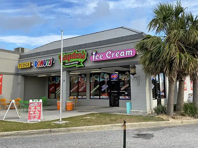 The neon glow of Kayden's at night is like a lighthouse for sweet-toothed sailors navigating the hunger seas of Orange Beach.