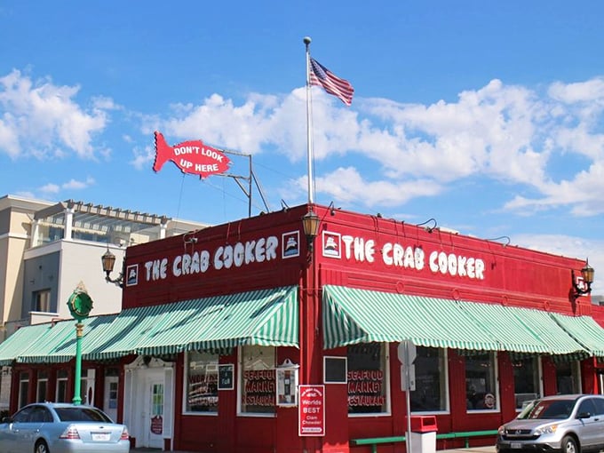 That fire-engine red exterior isn't just paint – it's a beacon calling seafood lovers from miles away.