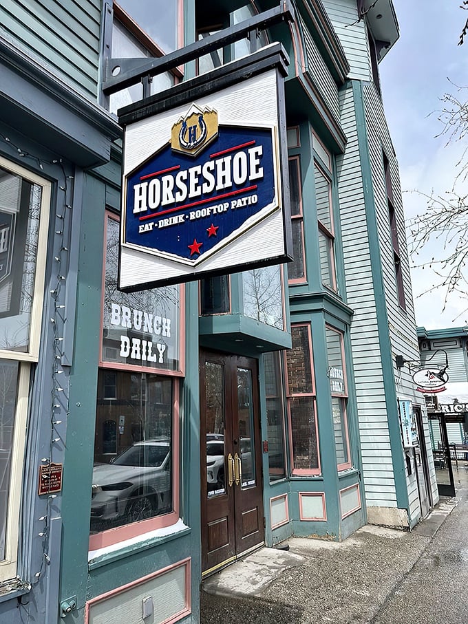 The iconic blue Horseshoe sign welcomes hungry adventurers to this Breckenridge gem. Lucky you—you've found mountain town gold.