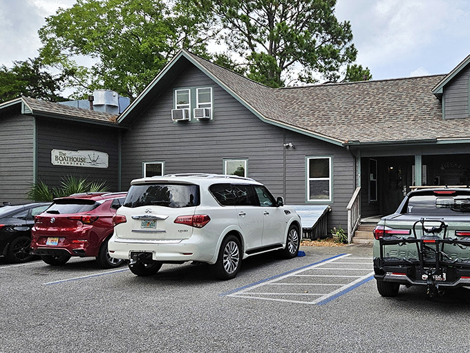 The unassuming exterior of The Boathouse Landing hides culinary treasures within. Like finding a pearl in an oyster, the real magic happens once you step inside.