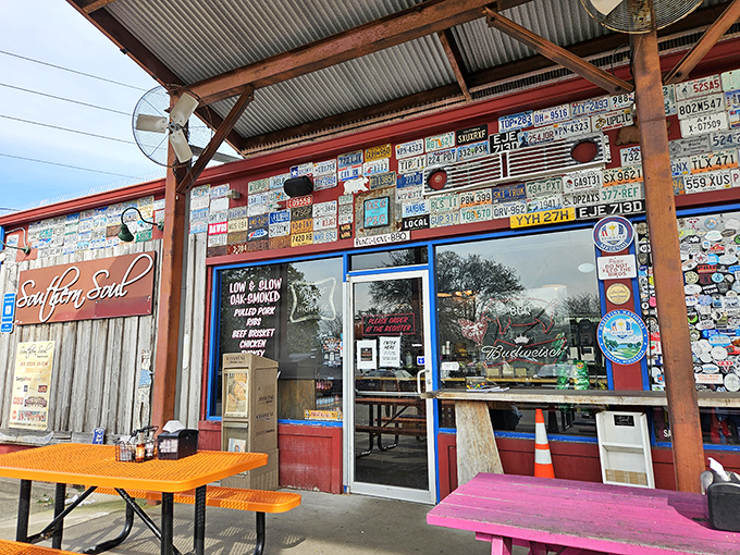 License plates don't lie! Southern Soul's exterior tells you everything you need to know—this place has fans from everywhere, and soon you'll be one too.
