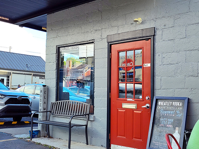 That bright red door isn't just an entrance—it's an invitation to flavor town. Rosemont Station's unassuming exterior hides culinary treasures waiting to be discovered.