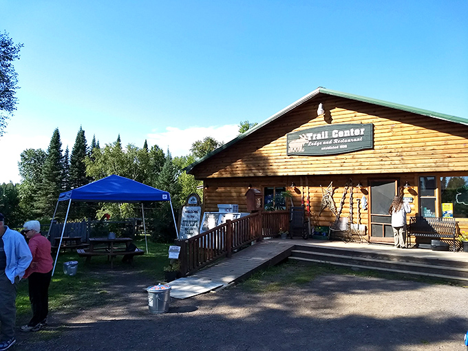The quintessential North Woods welcome! This rustic log cabin restaurant on the Gunflint Trail promises wilderness charm and pancakes worth the journey.