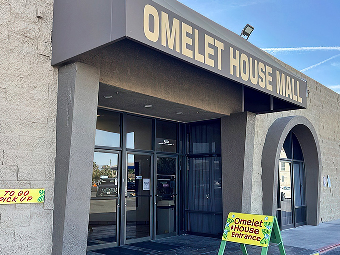 The modest storefront of Omelet House belies the extraordinary breakfast treasures waiting inside – like finding a culinary speakeasy in suburban Las Vegas.