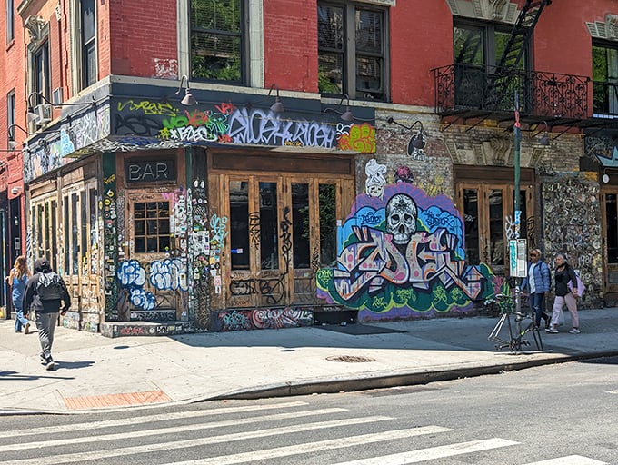 Graffiti paradise meets taco heaven. This East Village hotspot wears its street cred on its sleeve—literally every inch of its exterior.