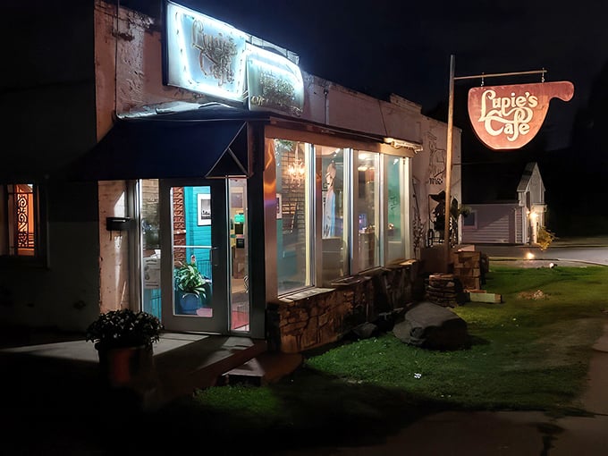 The neon glow of Lupie's sign beckons like a lighthouse for the hungry soul. This unassuming exterior hides Charlotte's comfort food paradise.
