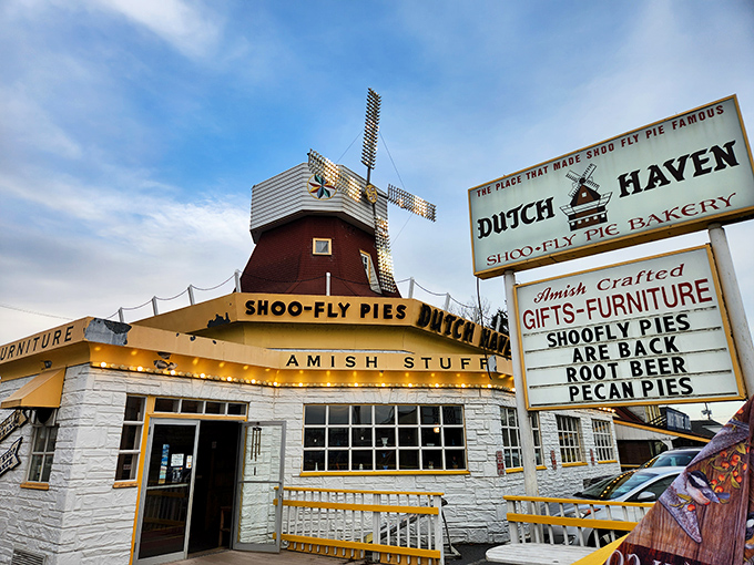 The iconic windmill of Dutch Haven stands like a dessert lighthouse, beckoning sweet-toothed travelers from miles around on Route 30.
