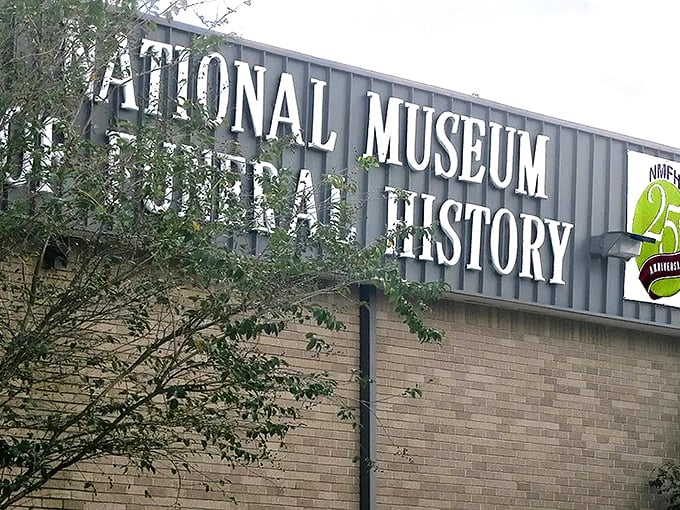 The unassuming exterior of Houston's National Museum of Funeral History proves you should never judge a book by its cover—or a museum by its brick façade.