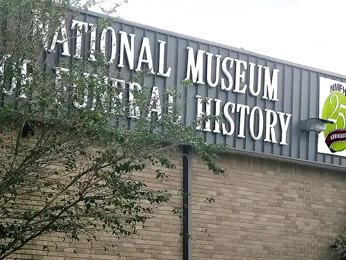 The unassuming exterior of Houston's National Museum of Funeral History proves you should never judge a book by its cover—or a museum by its brick façade.