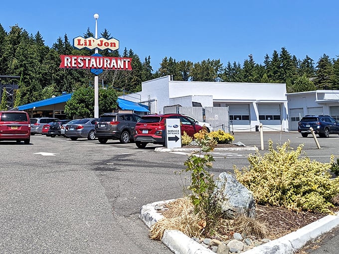That vintage sign isn't just a beacon for hungry travelers—it's a time machine to when breakfast was affordable and Instagram didn't dictate our food choices.
