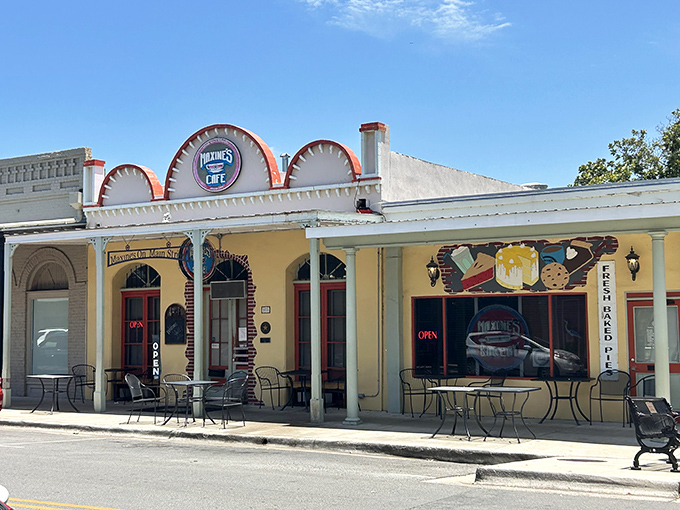 The yellow facade with patriotic bunting isn't just charming—it's a beacon for breakfast lovers in downtown Bastrop. Small-town Texas at its finest.