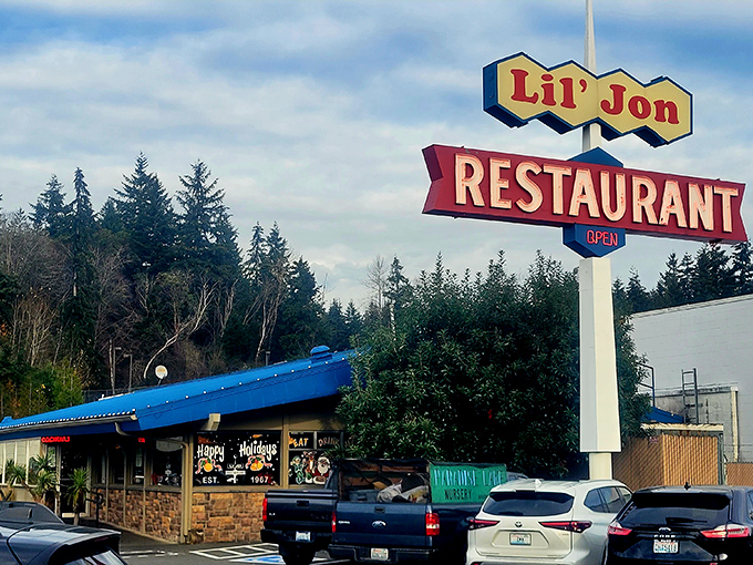 That vintage sign isn't just a beacon for hungry travelers—it's a time machine to when breakfast was affordable and Instagram didn't dictate our food choices.