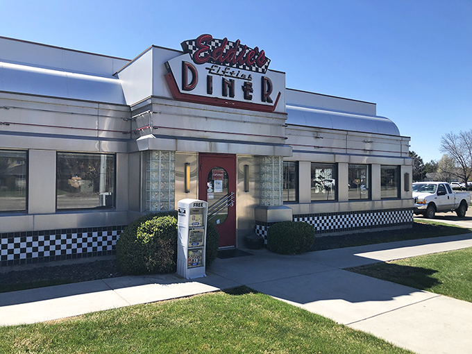 The gleaming silver exterior of Candy's Cafe screams "classic Americana" – this time-traveling diner promises a nostalgic feast before you even step inside.