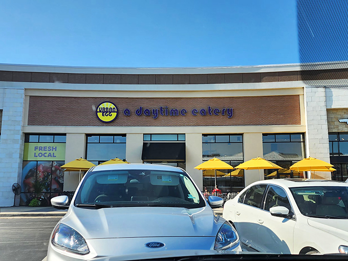 The bright yellow umbrellas outside Urban Egg aren't just for show—they're beacons guiding breakfast enthusiasts to their morning salvation.