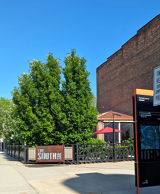 The South Side's inviting patio beckons with lush greenery and wrought-iron charm—Cleveland's answer to a Parisian sidewalk café, minus the French attitude.
