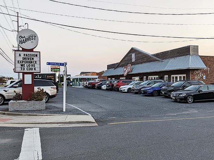 The unassuming wooden exterior of Our Harvest belies the culinary treasures within—like finding a Michelin star chef cooking in your neighbor's garage.