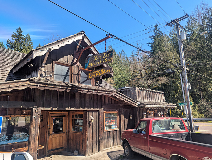 This wooden cabin isn't hiding gold, but something even better - affordable comfort food where mountain adventures begin.