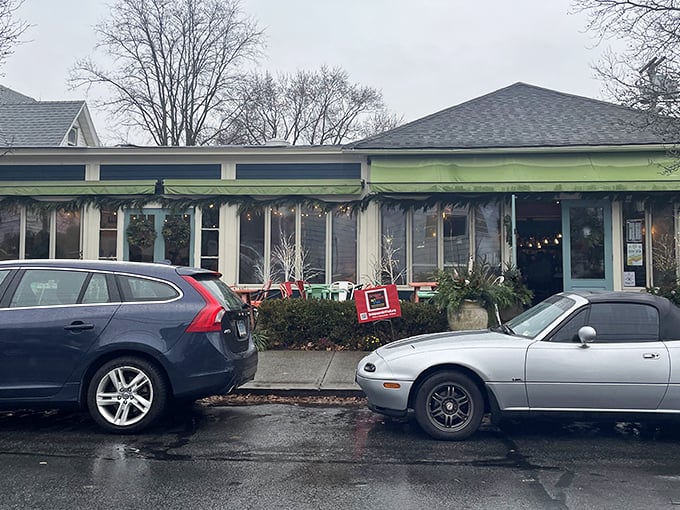 The mint-green exterior of Harborview Market stands like a beacon of breakfast hope in Bridgeport's Black Rock neighborhood. Morning salvation awaits inside.