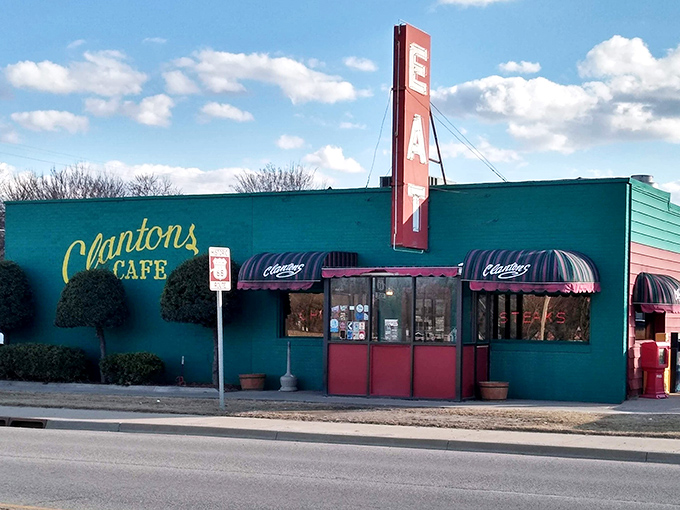 That turquoise exterior isn't just eye-catching—it's a Route 66 landmark promising comfort food that's stood the test of time while food trends come and go.
