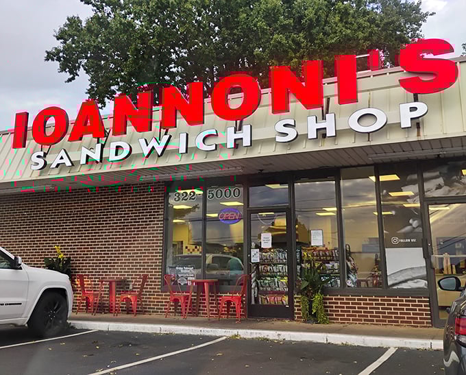 The bold red letters of Ioannoni's beckon like a siren song to sandwich enthusiasts – no fancy frills, just the silent promise of deliciousness waiting inside.