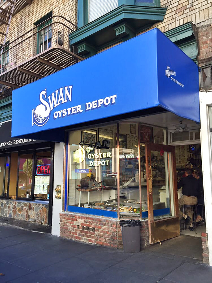 That iconic blue awning on Polk Street isn't just a landmark—it's a beacon for seafood lovers who know the best things come in small packages.