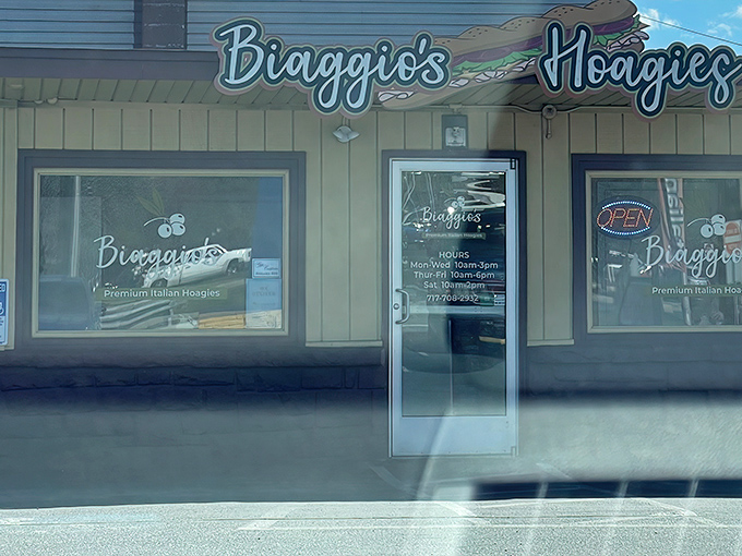 The unassuming storefront of Biaggio's might not stop traffic, but trust me—what's inside will stop you in your tracks. Hoagie heaven awaits behind those doors.