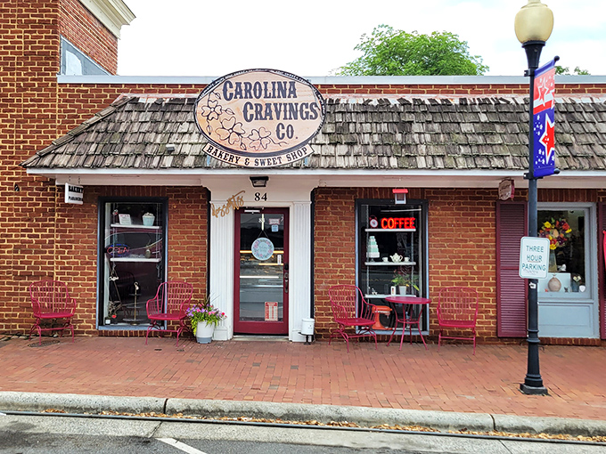 The unassuming brick façade of Carolina Cravings hides a world of sweetness within. Like finding a treasure chest disguised as an ordinary box.