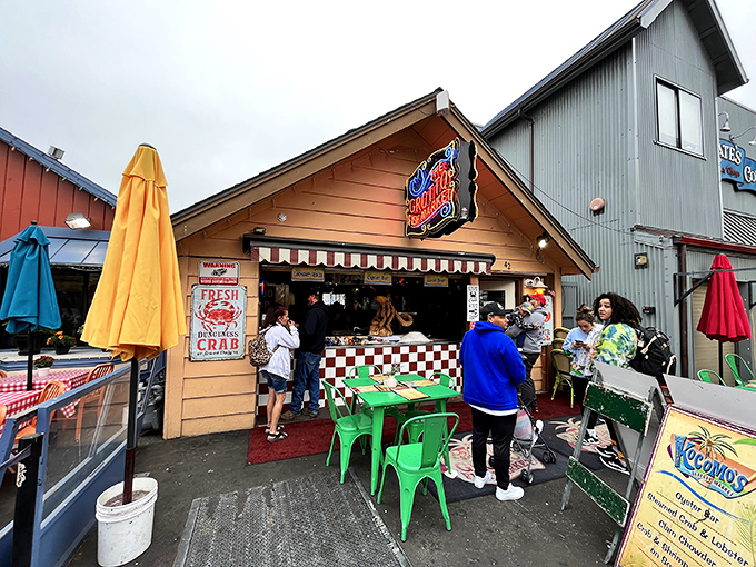 The sunshine-yellow exterior of Old Fisherman's Grotto stands out on Monterey's Fisherman's Wharf like a culinary lighthouse beckoning hungry travelers home.