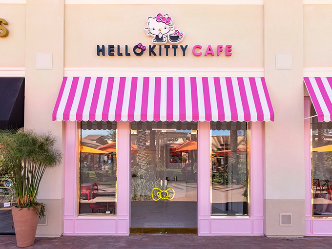 The pink-and-white striped awning isn't just a design choice—it's a portal to a world where adulthood takes a delightful vacation. Welcome to kawaii paradise.